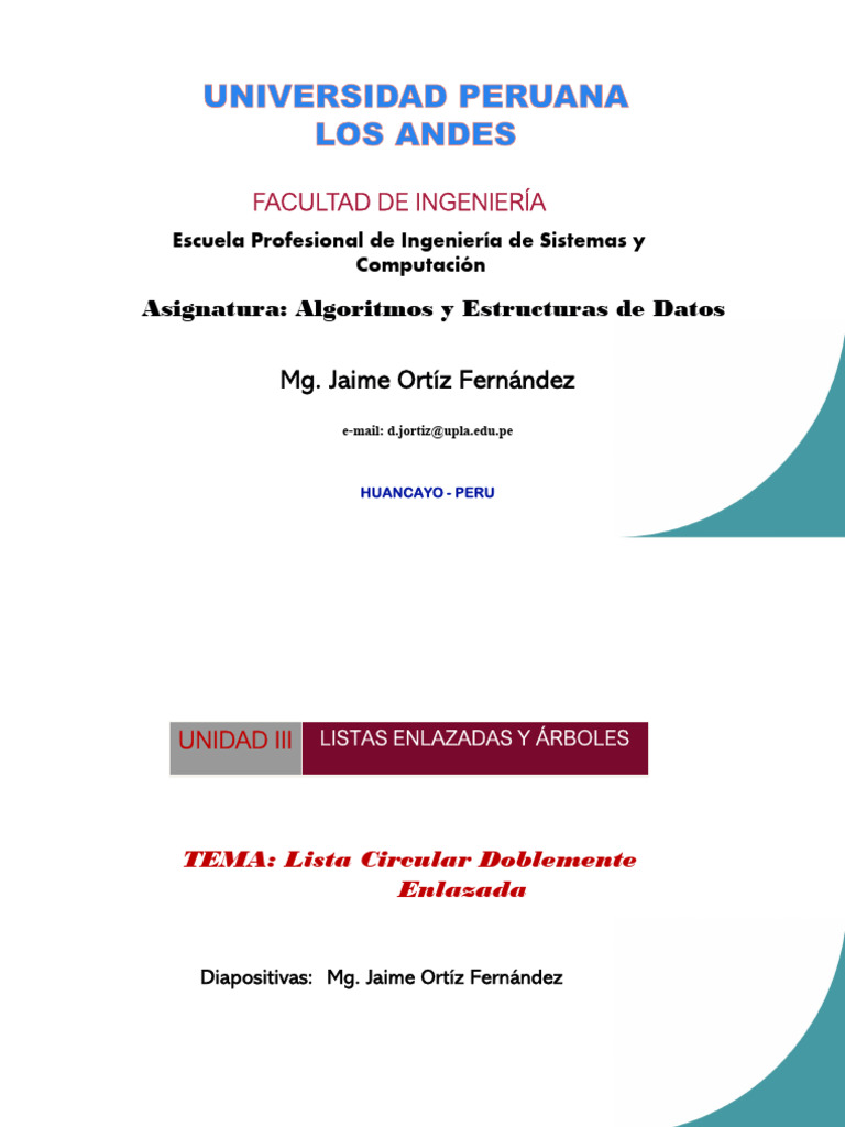 Algoritmos Semana 12 Lista Circular Doblemente Enlazada Pdf