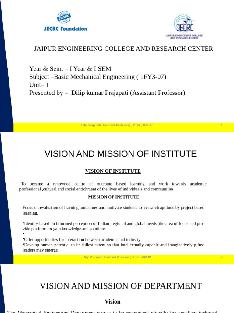 Basic Mechanical Engg. Ppt Unit-1 | PDF