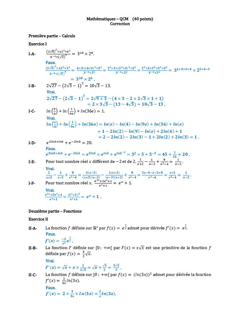 QCM Correction 2024 | PDF