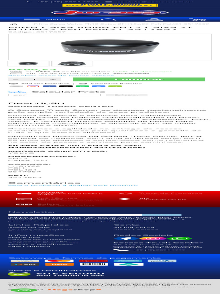 Filtro Caixa Volvo Fh12 Caixa ZF H10w22 PSH Psl421 3517857 | PDF