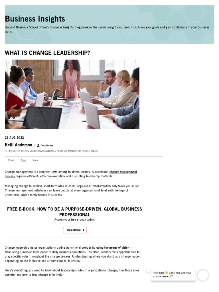 02 What Is Change Leadership - HBS Online - Evaluación 1 | PDF