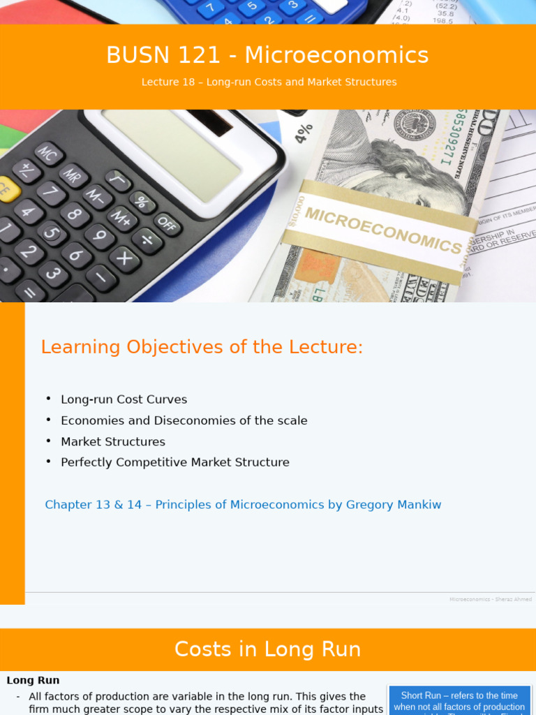 BUSN121 Microeconomics - Lecture 18 - LR Cost Curves and Market ...