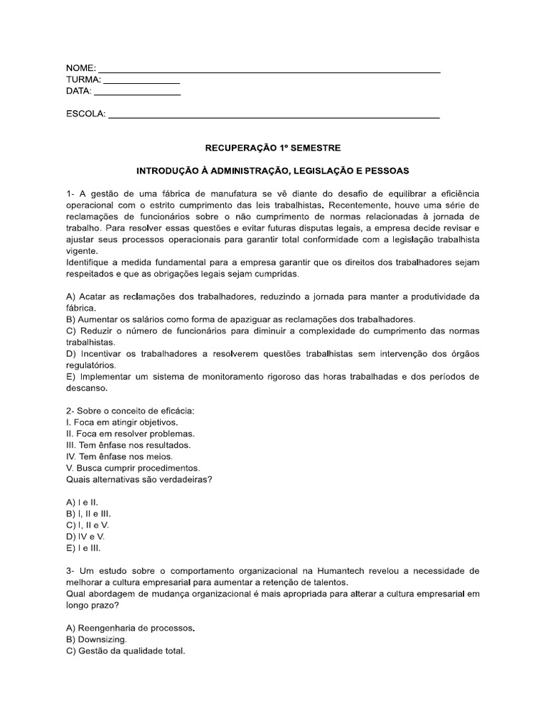 Prova Técnico Em ADM | PDF