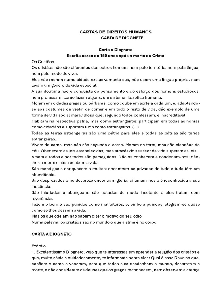 Cartas de DH - Diognete | PDF
