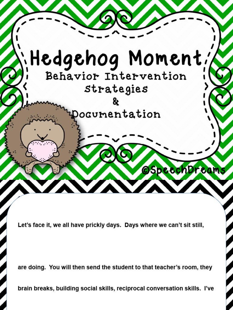 Hedgehog Moment: Behavior Intervention Strategies & Documentation | PDF