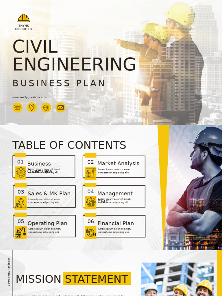 Yellow and White Simple Modern Civil Engineering Business Plan ...