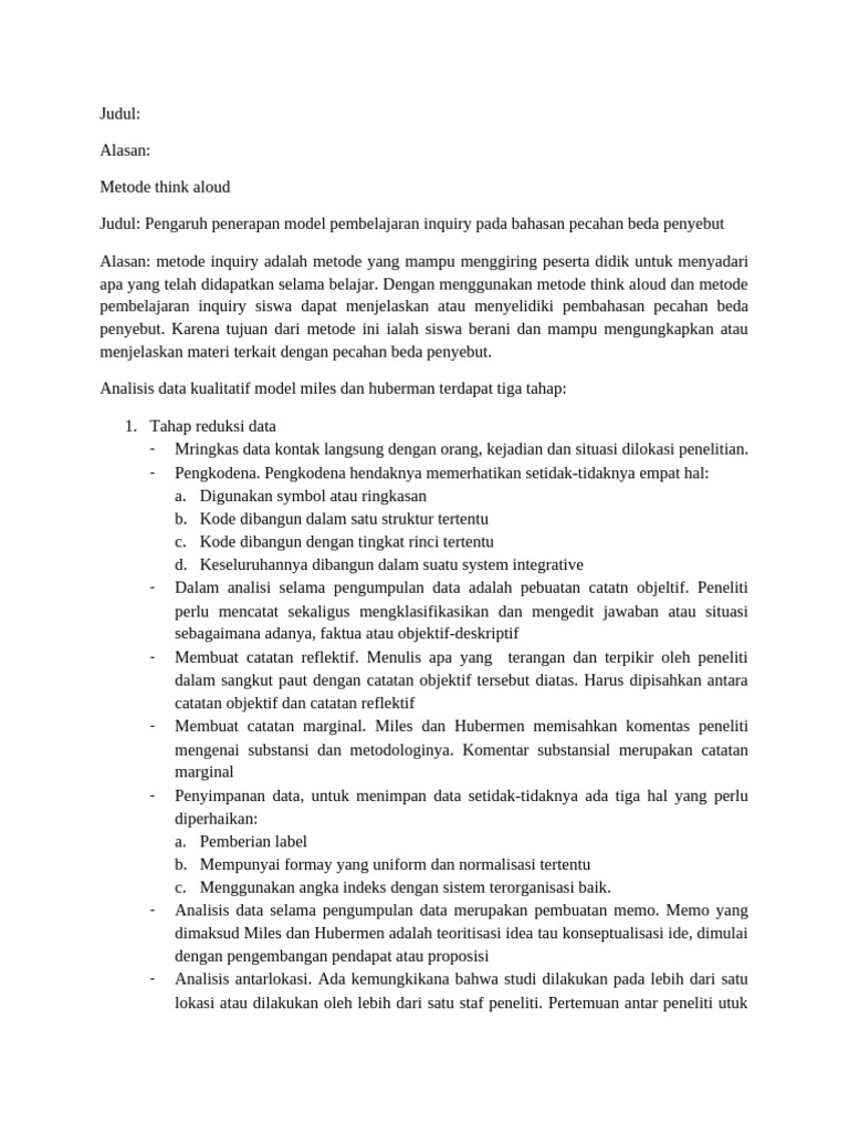 Analisis Data Kualitatif Model Miles Dan Huberman Terdapat Tiga Tahap | PDF