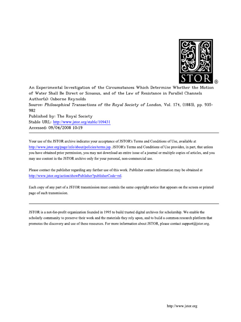 Reynold's Number | PDF