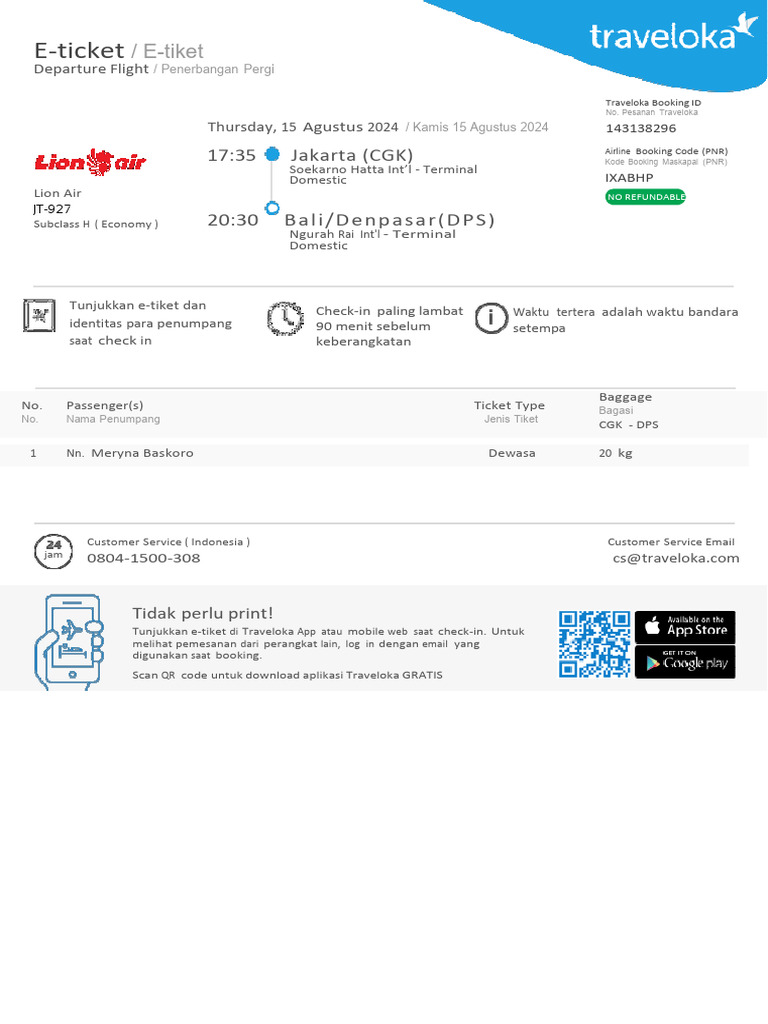 Tiket Npesawat - Di-Traveloka | PDF