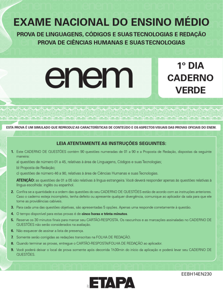 Simulado Enem 2 caderno verde | PDF