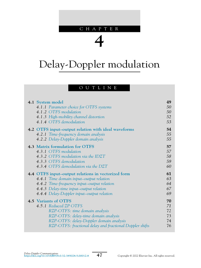 Chapter 4 Delay Doppler Modulation 2022 Delay Doppler Communications | PDF