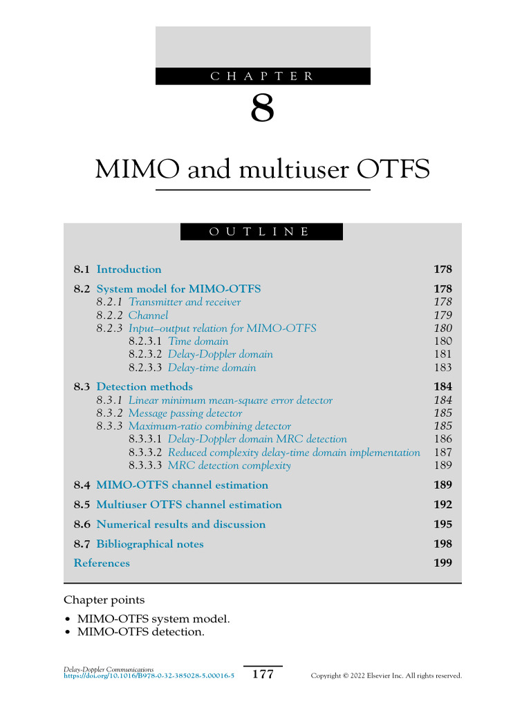 Chapter 8 - MIMO and Multiuser OTFS - 2022 - Delay Doppler Communications | PDF