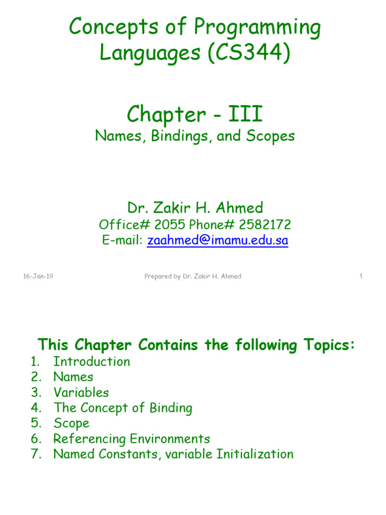 CH 3-Names, Bindings, and Scopes | PDF