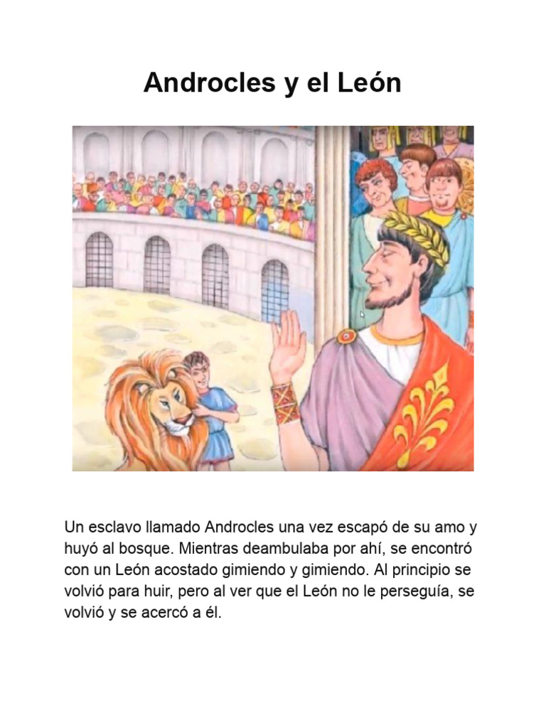 Androcles y el León: Fábula de Gratitud | PDF