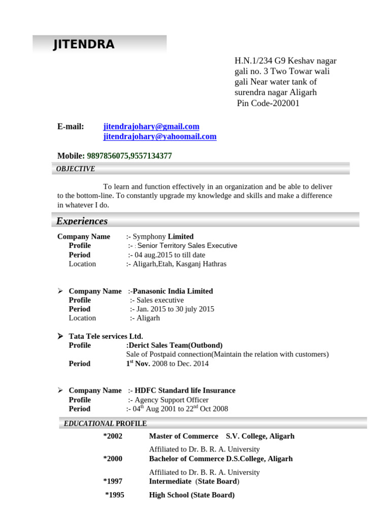 Jitender Johary Resume | PDF