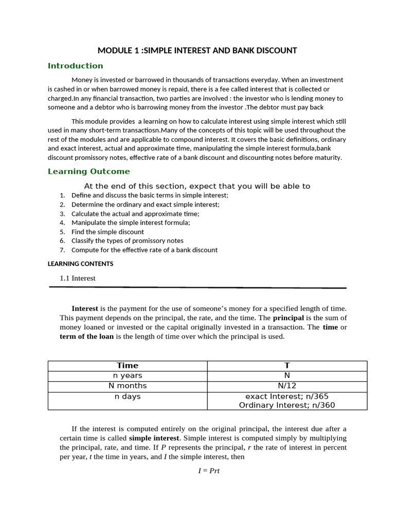 Module 1 Math 3 Investment | PDF