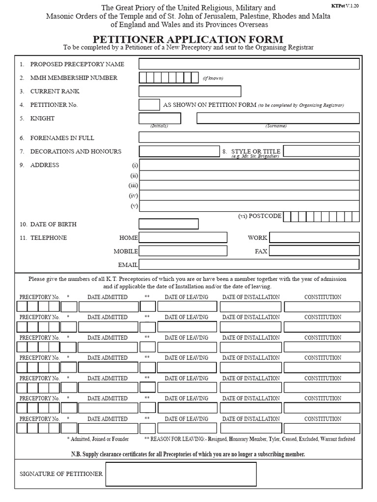 Petitioner Application Form 5 | PDF