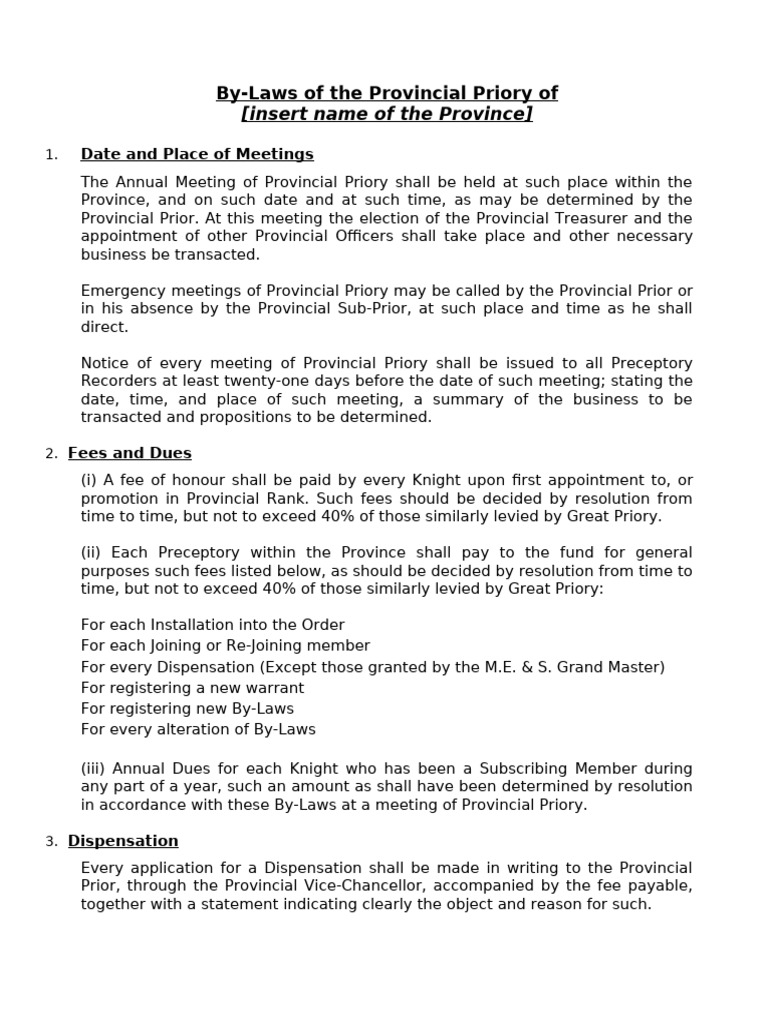 KT Model Provincial By-Laws - Aug 2017 | PDF