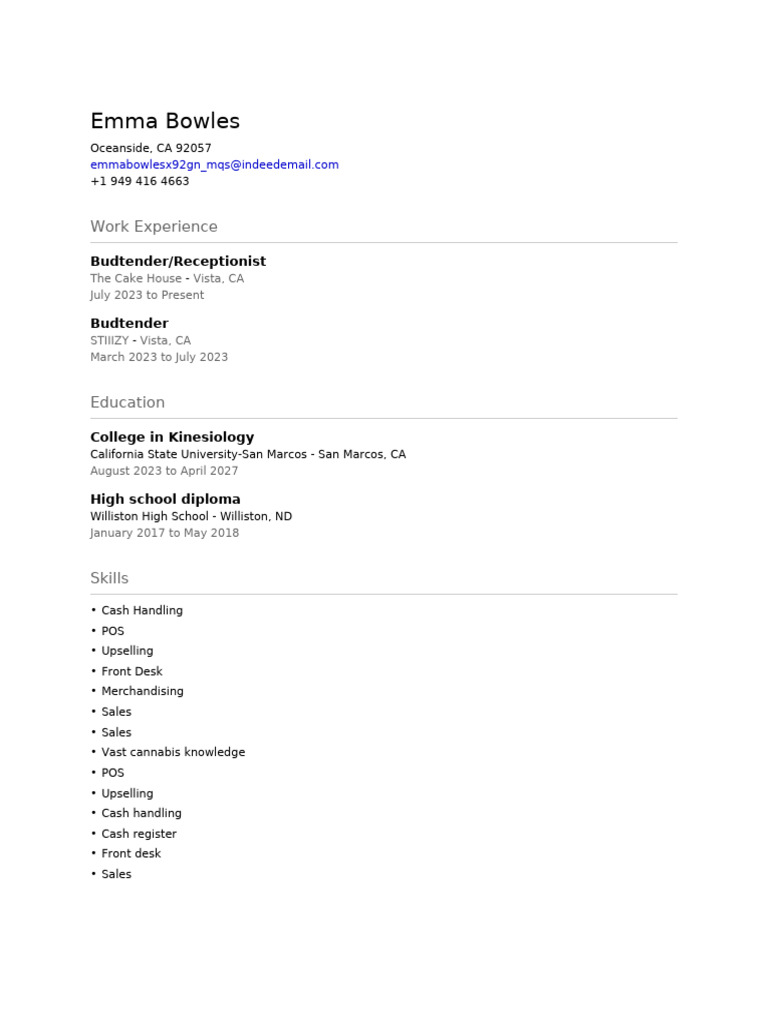 Resume Emma Bowles | PDF