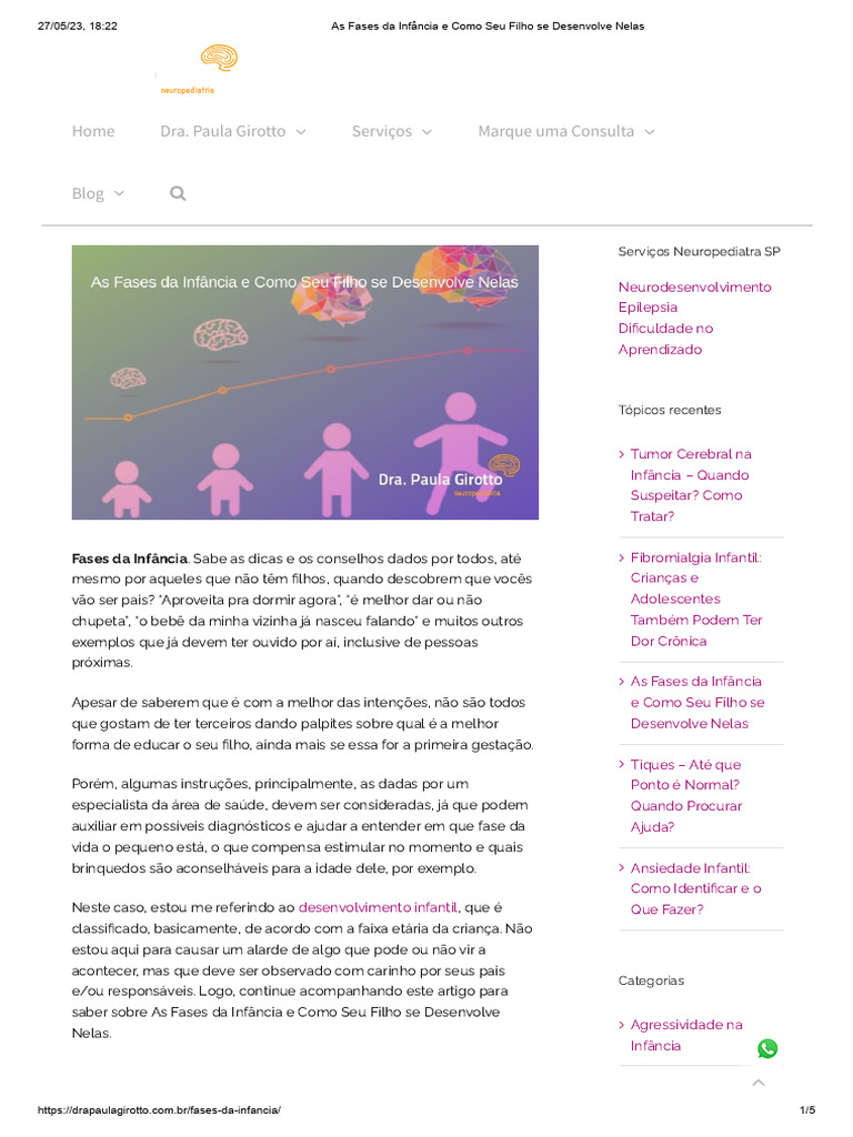 As Fases Da Infância - Idade Child | PDF