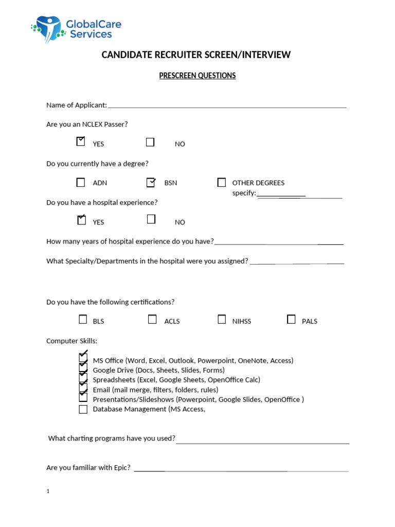 Hospital Interview Form | PDF