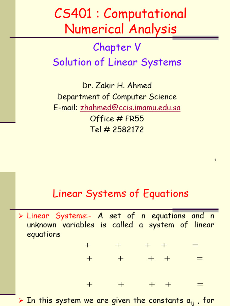 Ch 5 - Solution of Linear Systems | PDF