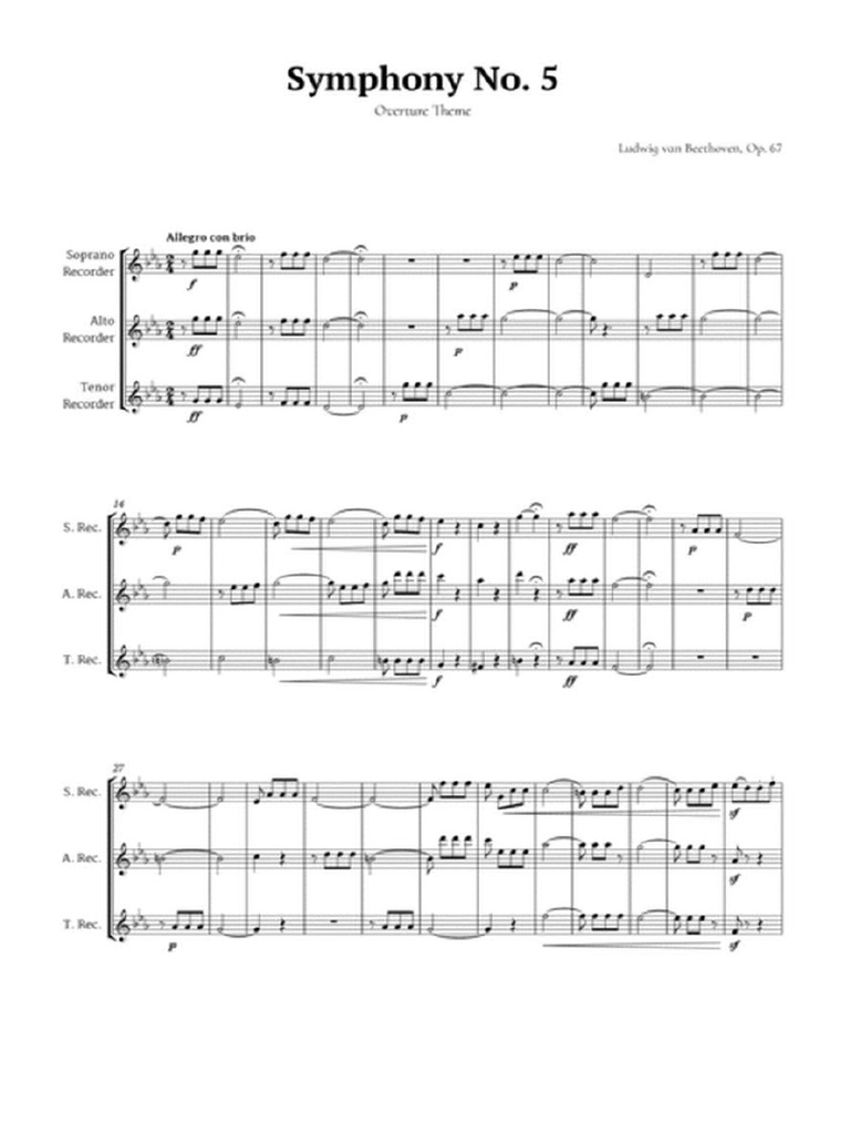 Beethovens 5th For Recorders | PDF
