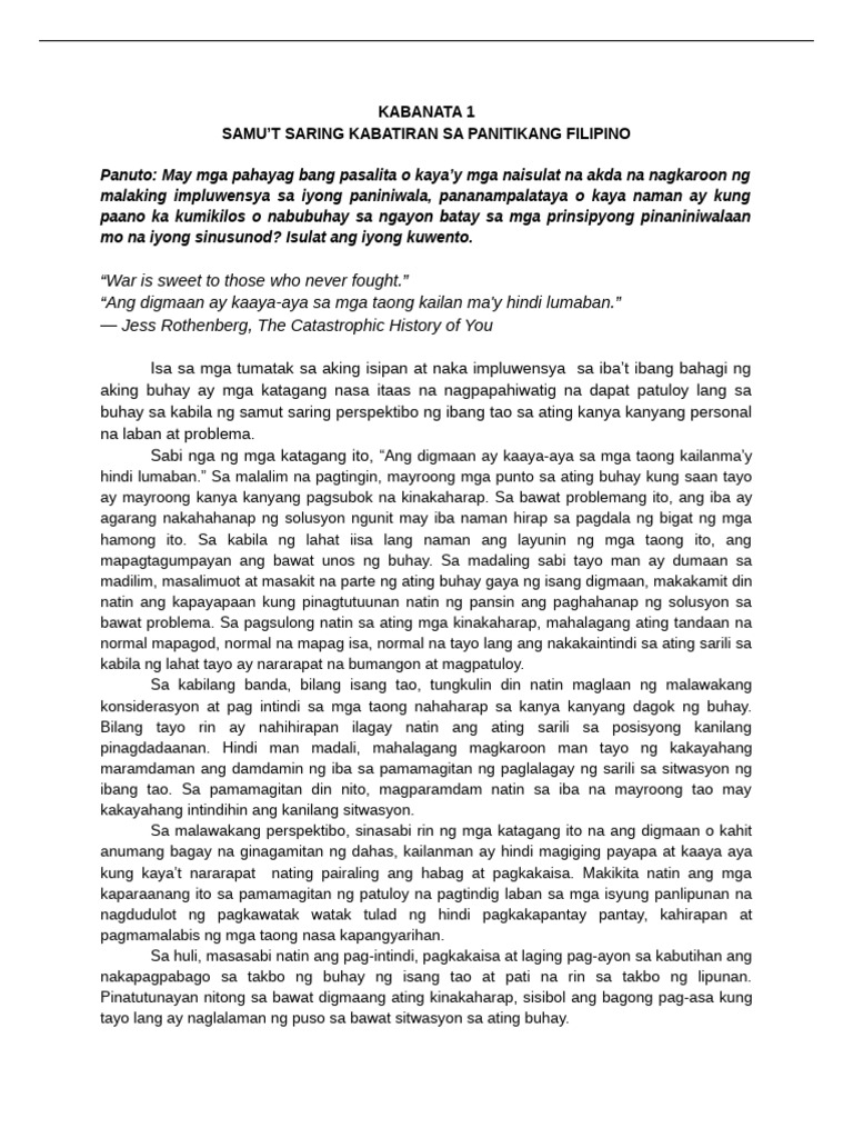 Kabanata 1 Samu T Saring Kabatiran Sa Panitikang Filipino | PDF