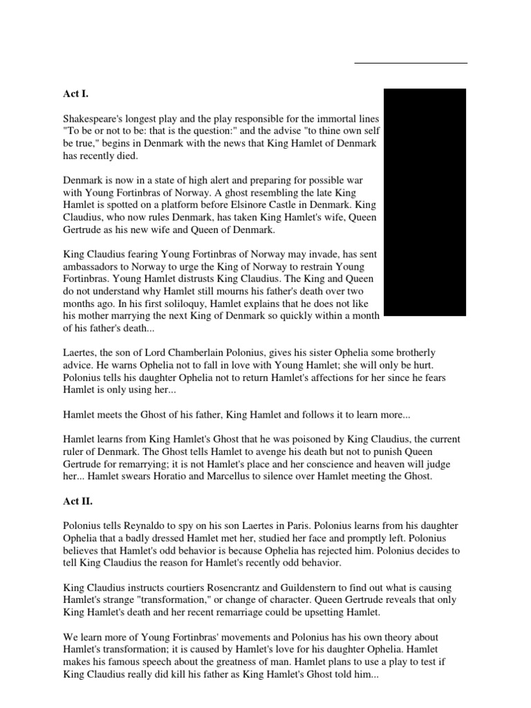 Hamlet Plot | PDF | Hamlet | Shakespearean Characters