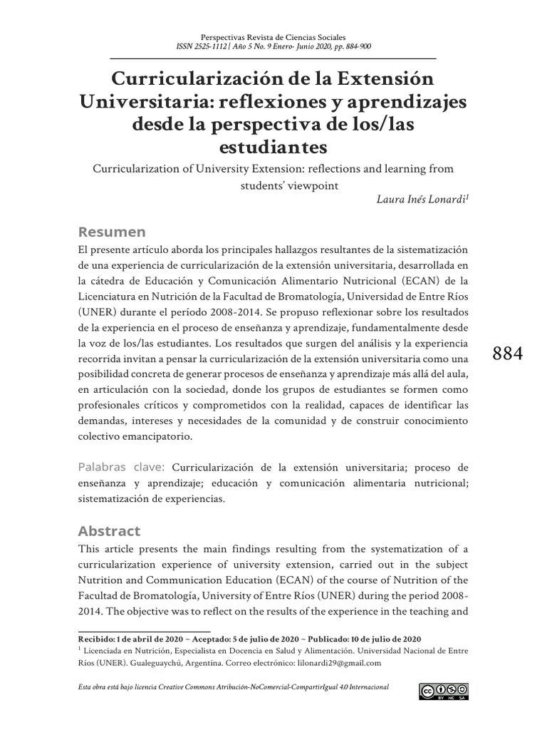 Curricularización en Extensión Universitaria | PDF | Aprendizaje ...