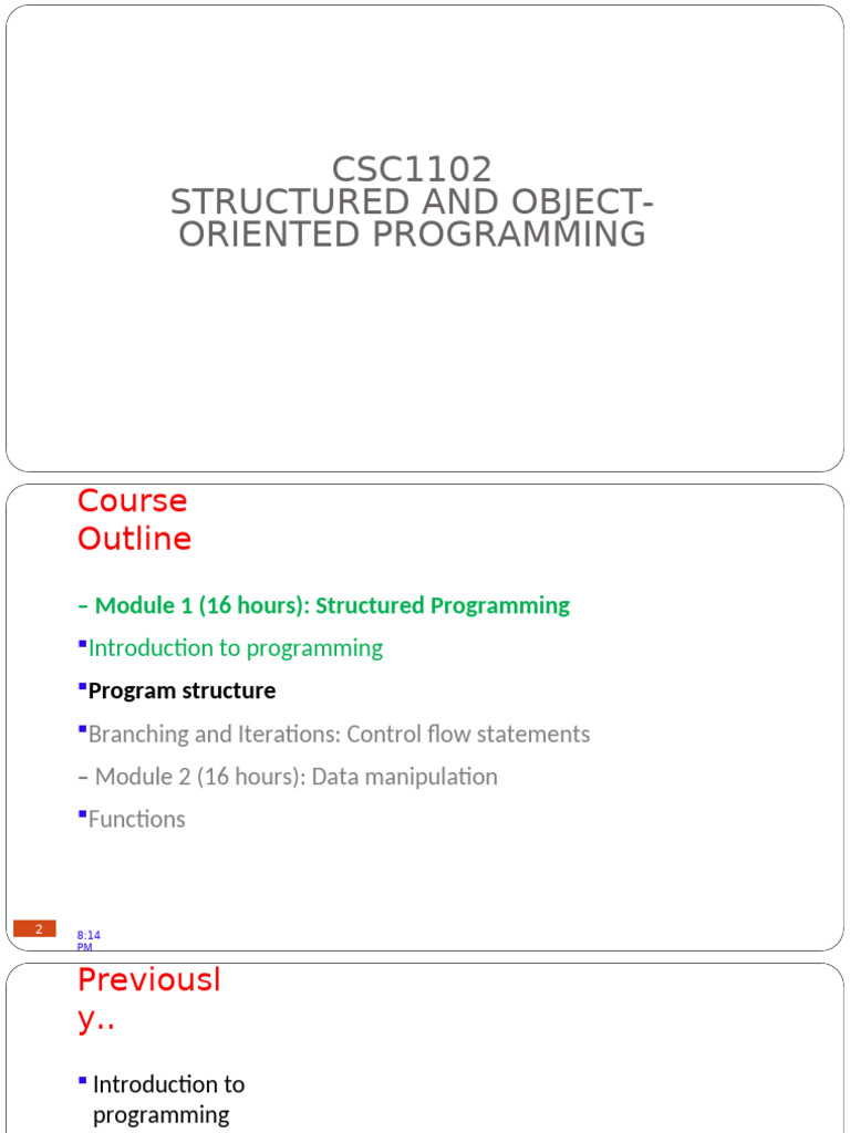 Csc1102-Lecture 1-Python Program Structure and Variables | PDF