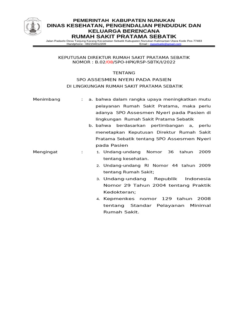 Spo 19 Assesmen Nyeri Pada Pasien Revisi 1.0 | PDF