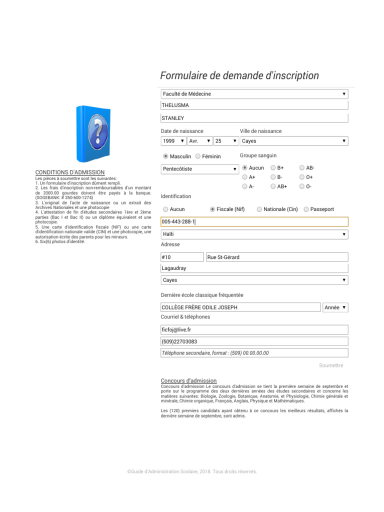 GAS - Formulaire D'inscription | PDF