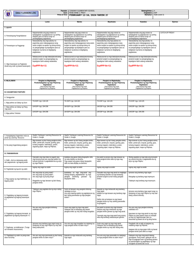 Grade 4 DLL EsP 4 Q3 Week 3 | PDF