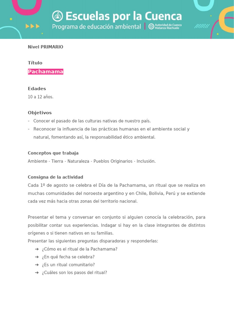 PRIMARIA - Dia de La Pachamama | PDF