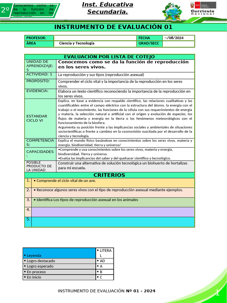 A-2º LC Act 1 - Cyt-Und 5-Sem 1 | PDF