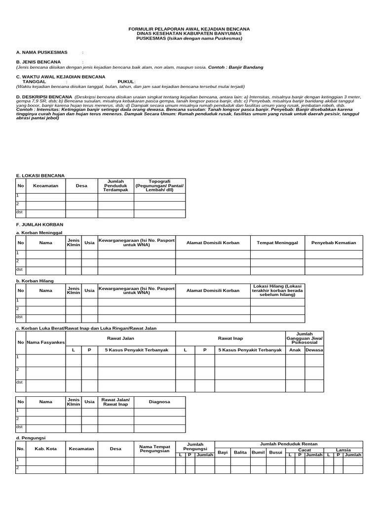 Form Pelaporan Bencana 2024 | PDF