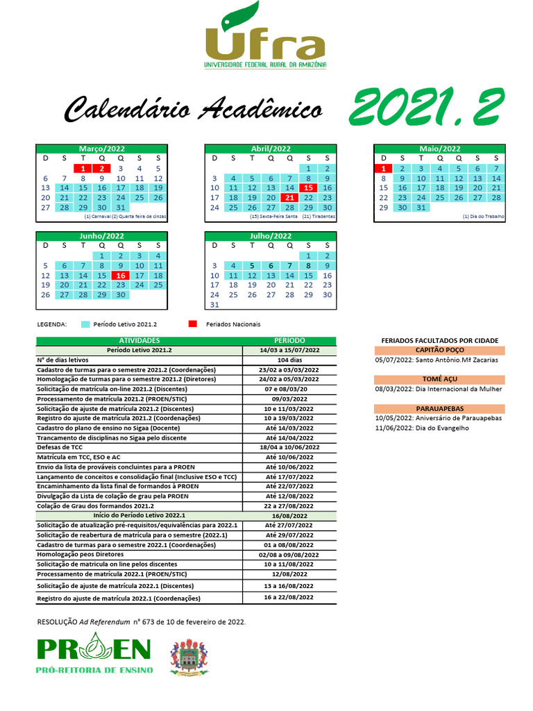 CALENDARIO_ACADEMICO_20212_UFRA | PDF