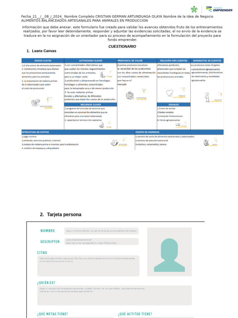 CUESTIONARIO Formulario Entrenamientos V1 | PDF
