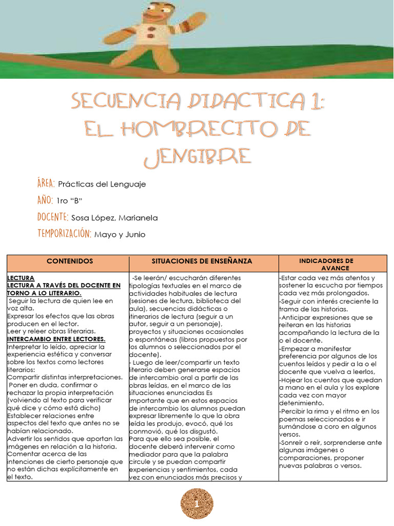 SECUENCIA DIDACTICA 1 EL HOMBRECITO DE JENGIBRE | PDF