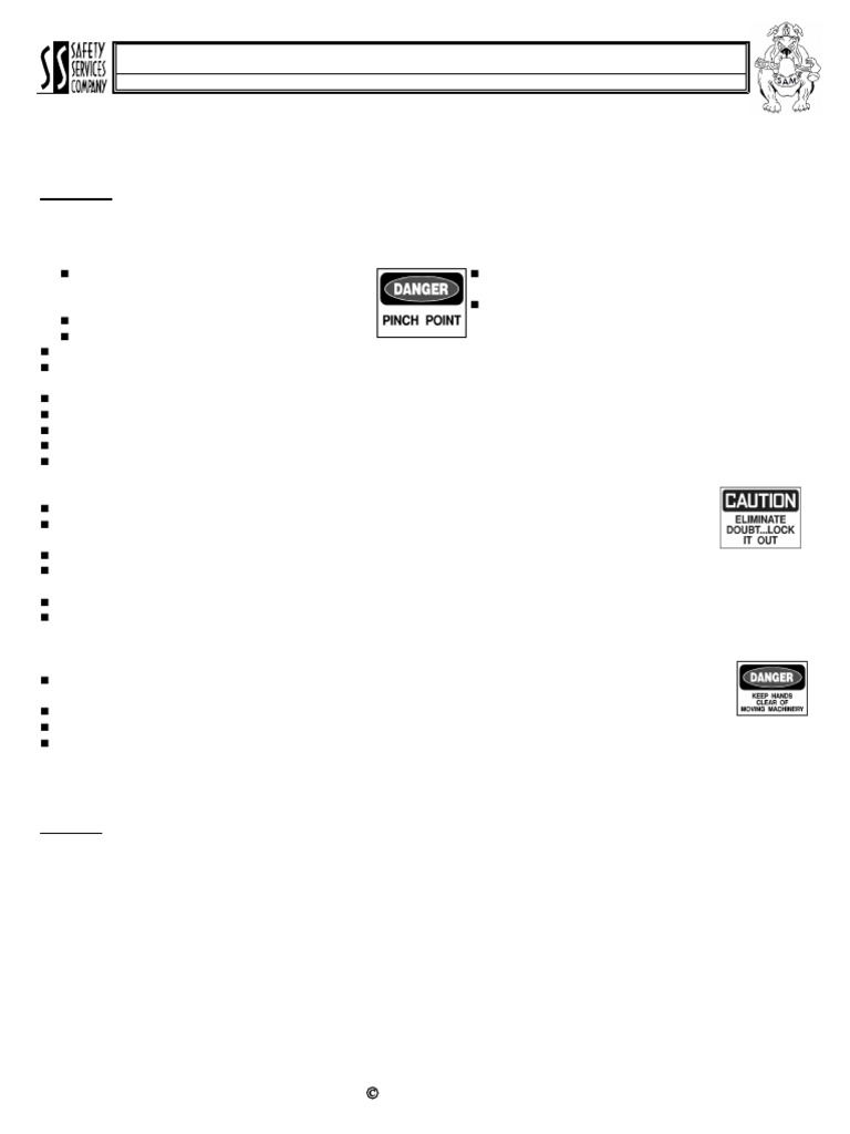 Safety Topic 605 Pinch Points | PDF