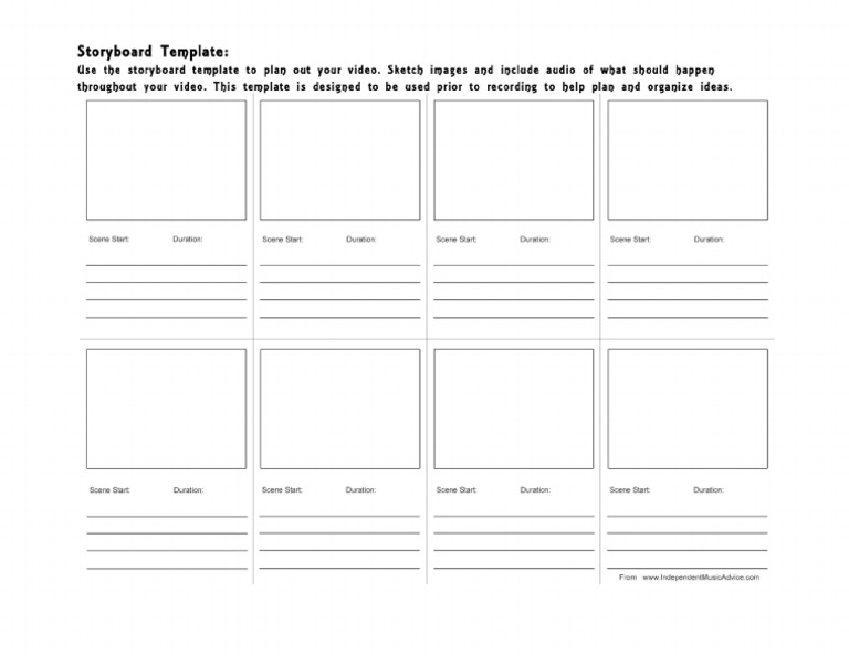 Printable Storyboard Template For Music Video | PDF