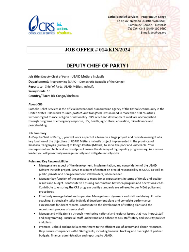 014 Deputy Chief of Party I | PDF