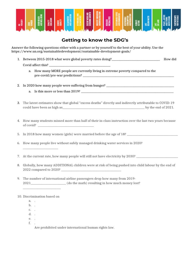 Getting To Know The SDG's | PDF