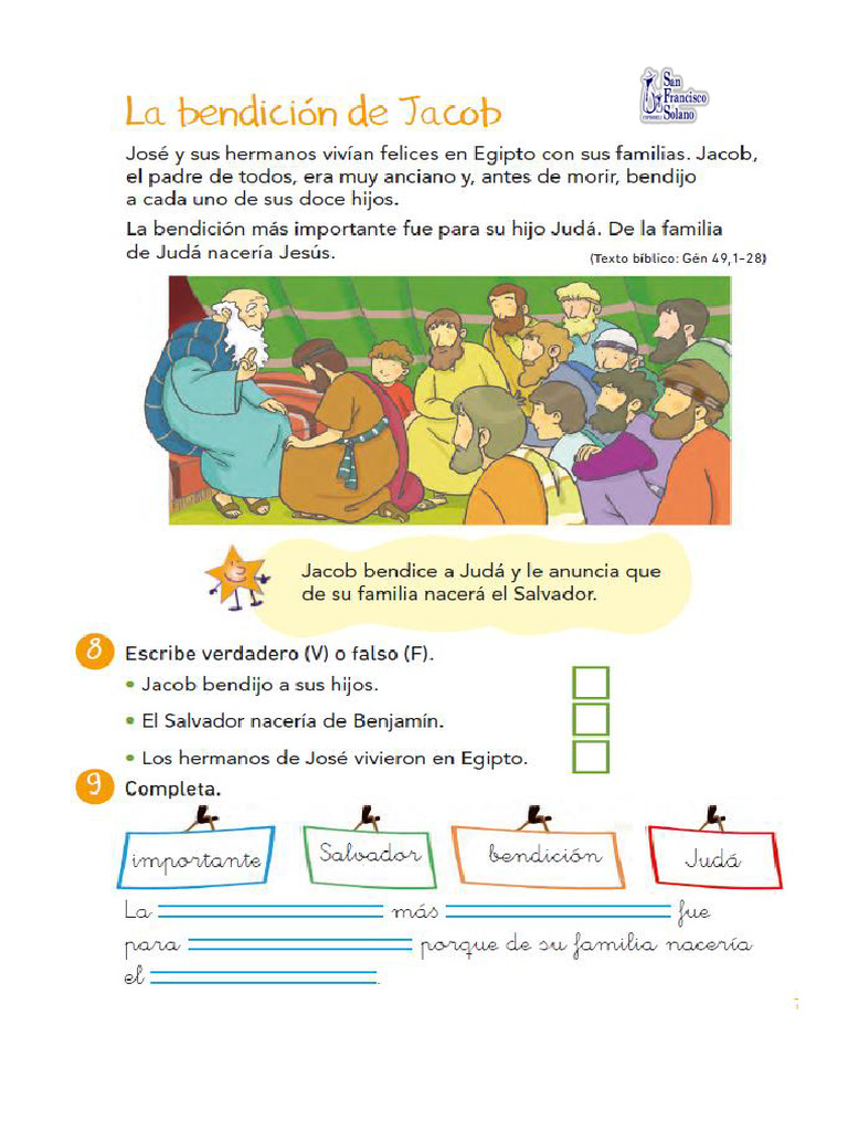 Ficha Religion 19 Agosto La Bendicion de Jacob | PDF