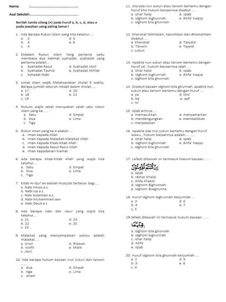 Soal Pai & Bta Casis Baru | PDF