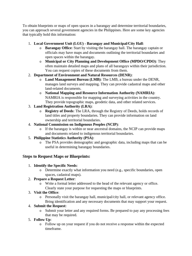 Request for Maps and Blueprints | PDF