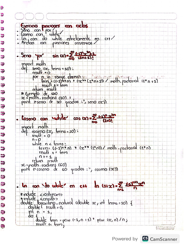 Ejercicio funciones con ciclos (1) | PDF