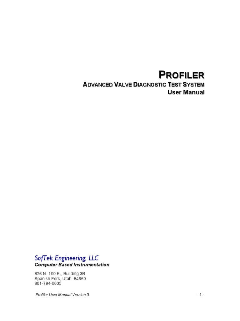 Profiler Manual Version 5 | PDF | Valve | Electrical Connector
