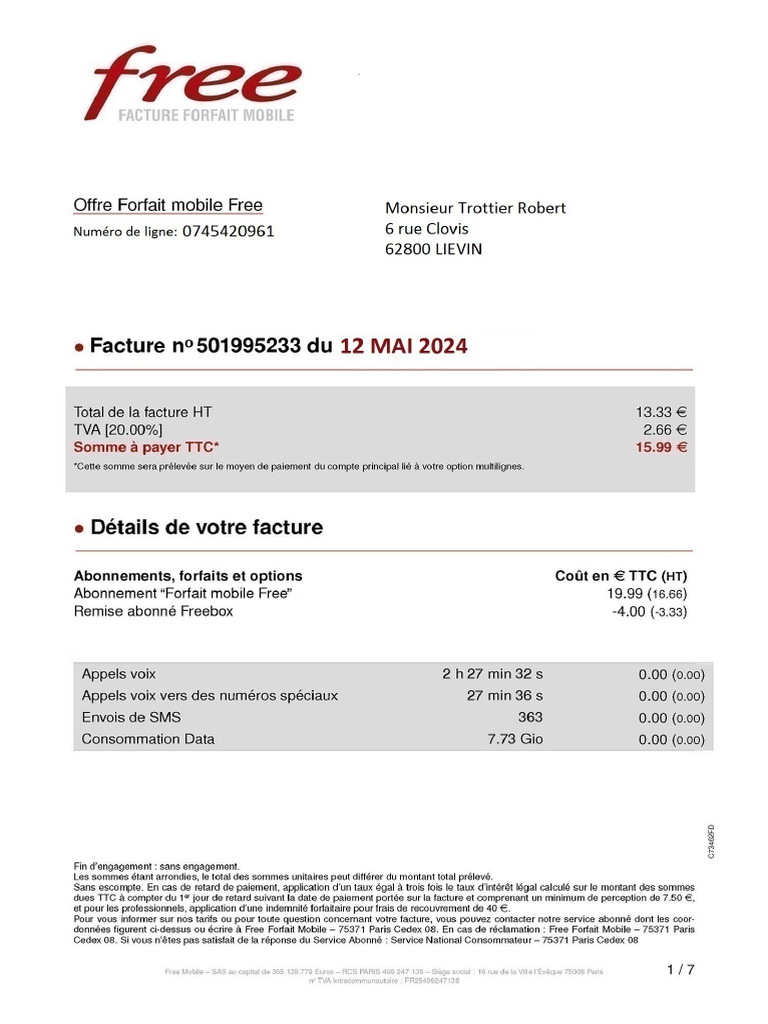 Facture Mobile | PDF